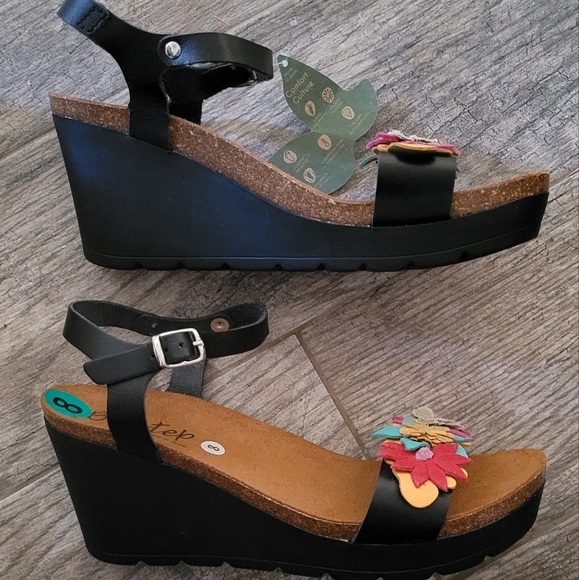 Biostep | Shoes | Biostep Milo Boho 3d Floral Wedge Sandals Leather ...